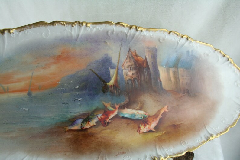 Exclusive Xxl French Old Paris Porcelain Fish Porcelain Plate - Etsy