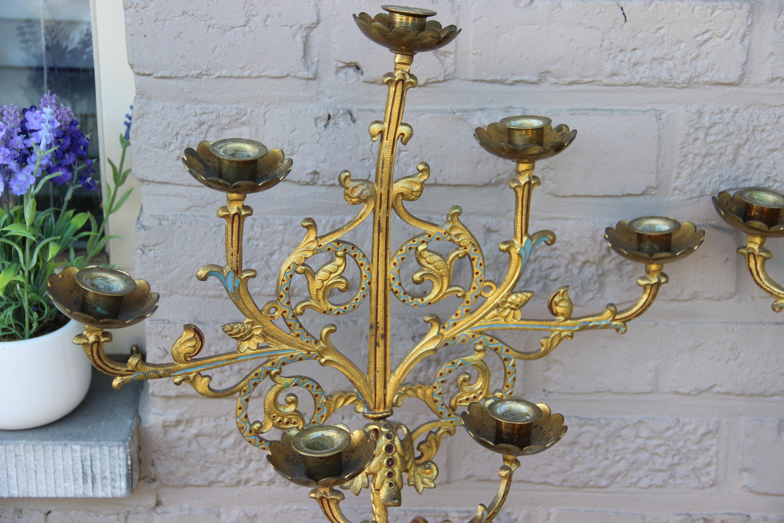 Rare XL Antique Religious Altar Church Candelabras Gothic - Etsy