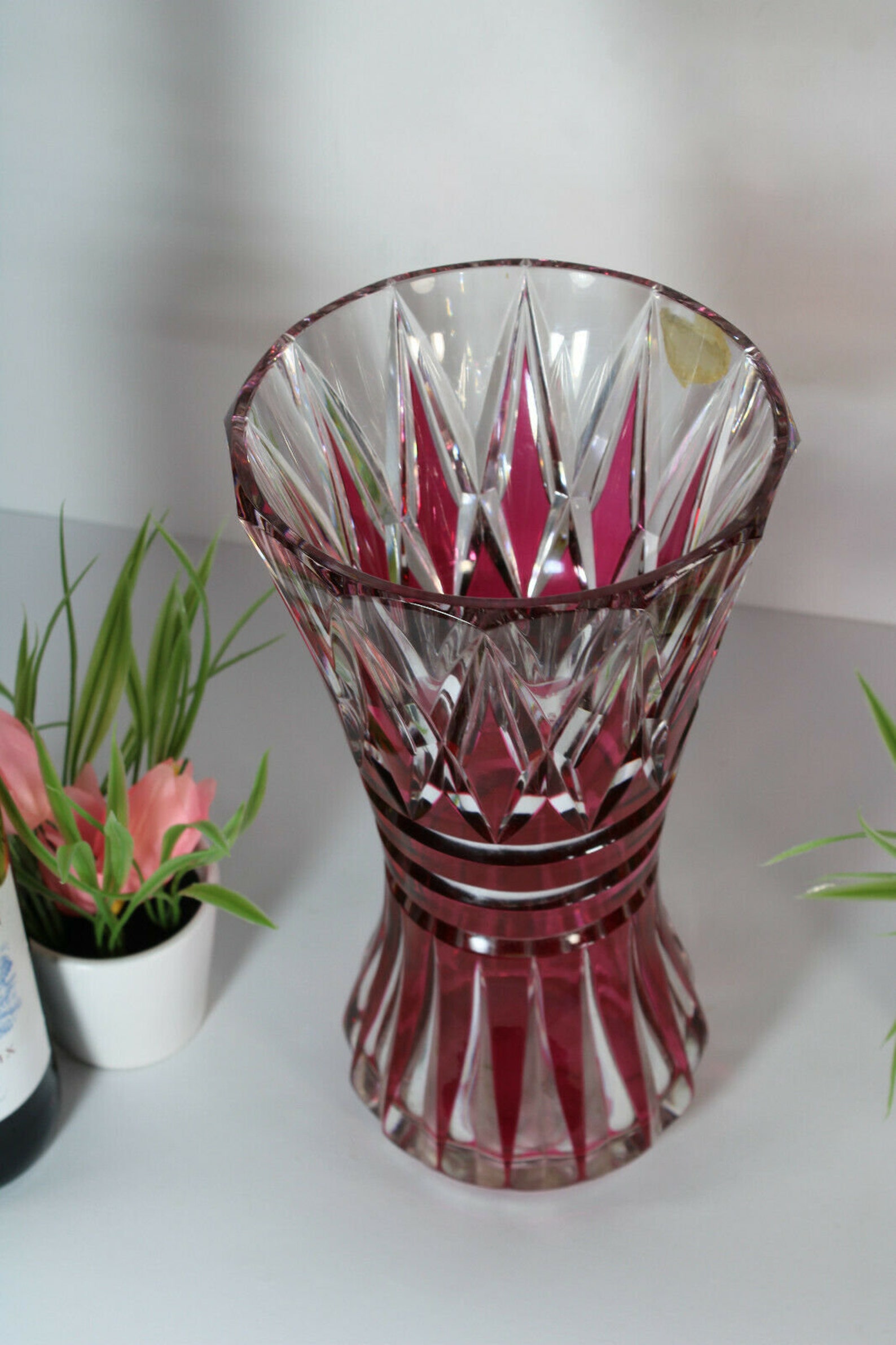 Vintage 1950s Top Crystal Glass Vase Val Saint Lambert Signed - Etsy