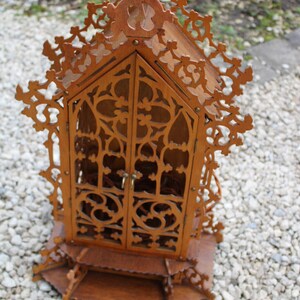 French Wood Cut 1950 Religious Chapel Statue for Saint With Lamp - Etsy
