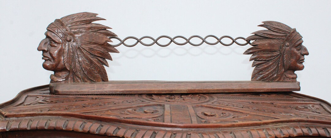 Antique Wood Carved Indian Head Chief Statue Chain Rare 1930s - Etsy