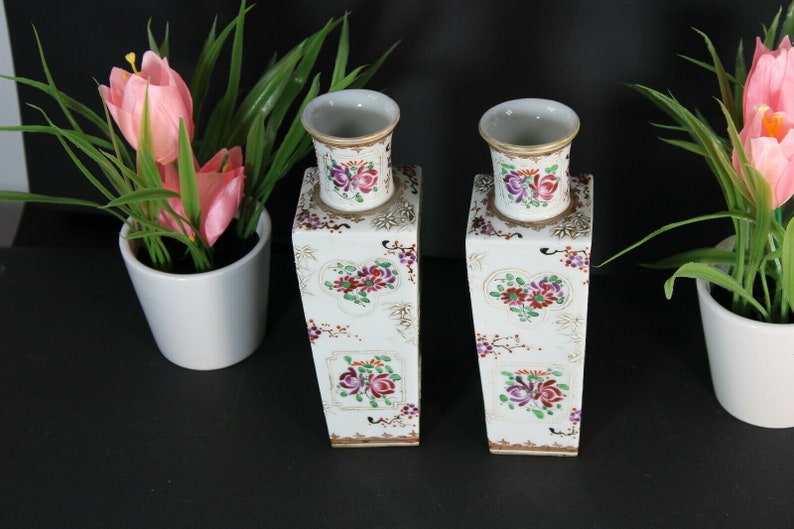 Antique Pair Edme Samson Porcelain Marked Small Vases - Etsy