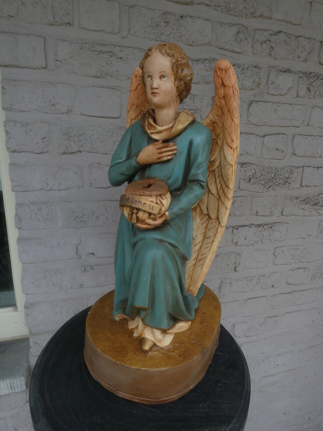 Antique Large Chalk Nodding Missionary Angel Piggy Bank Statue ...