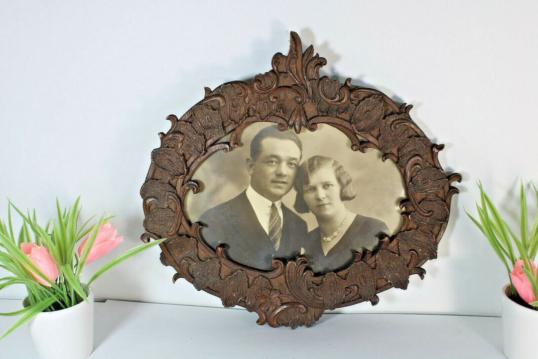 Antique Black Forest Wood Carved Photo Picture Frame Signed Artist - Etsy