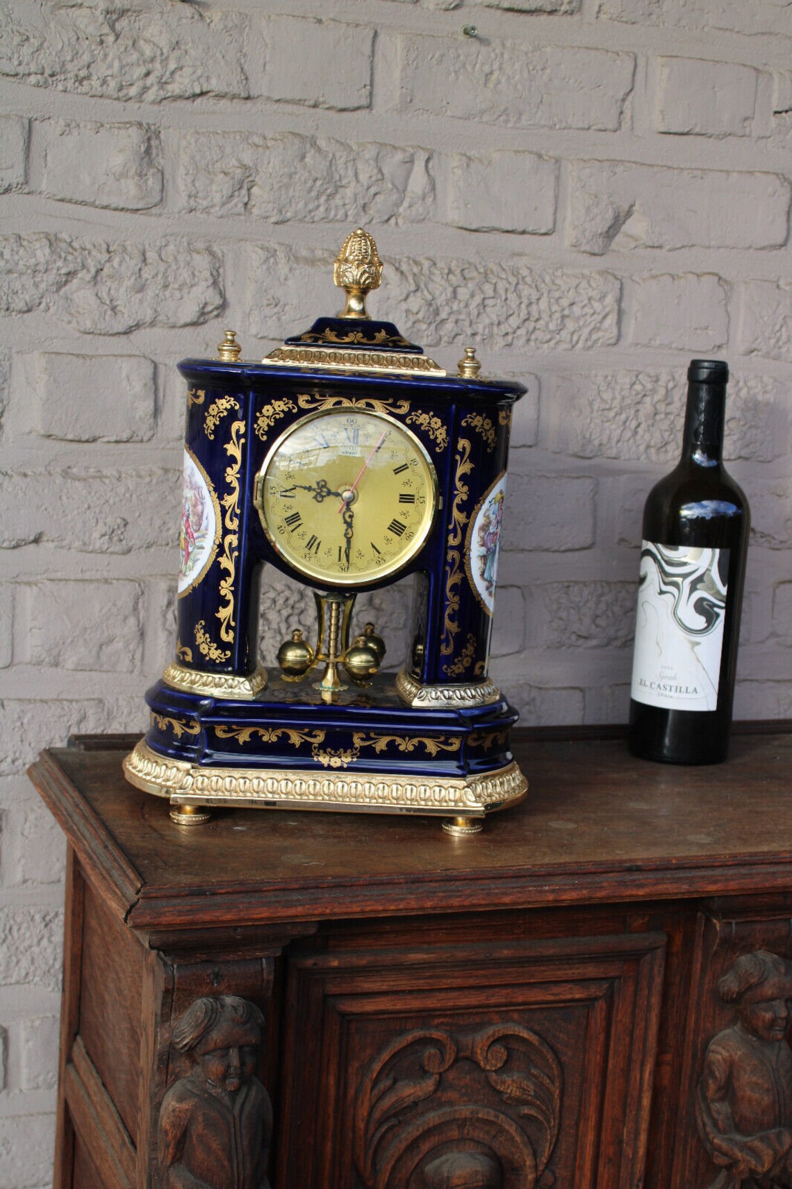 Vintage Cobalt Blue Limoges Decor Mantel Clock Victorian Scene - Etsy