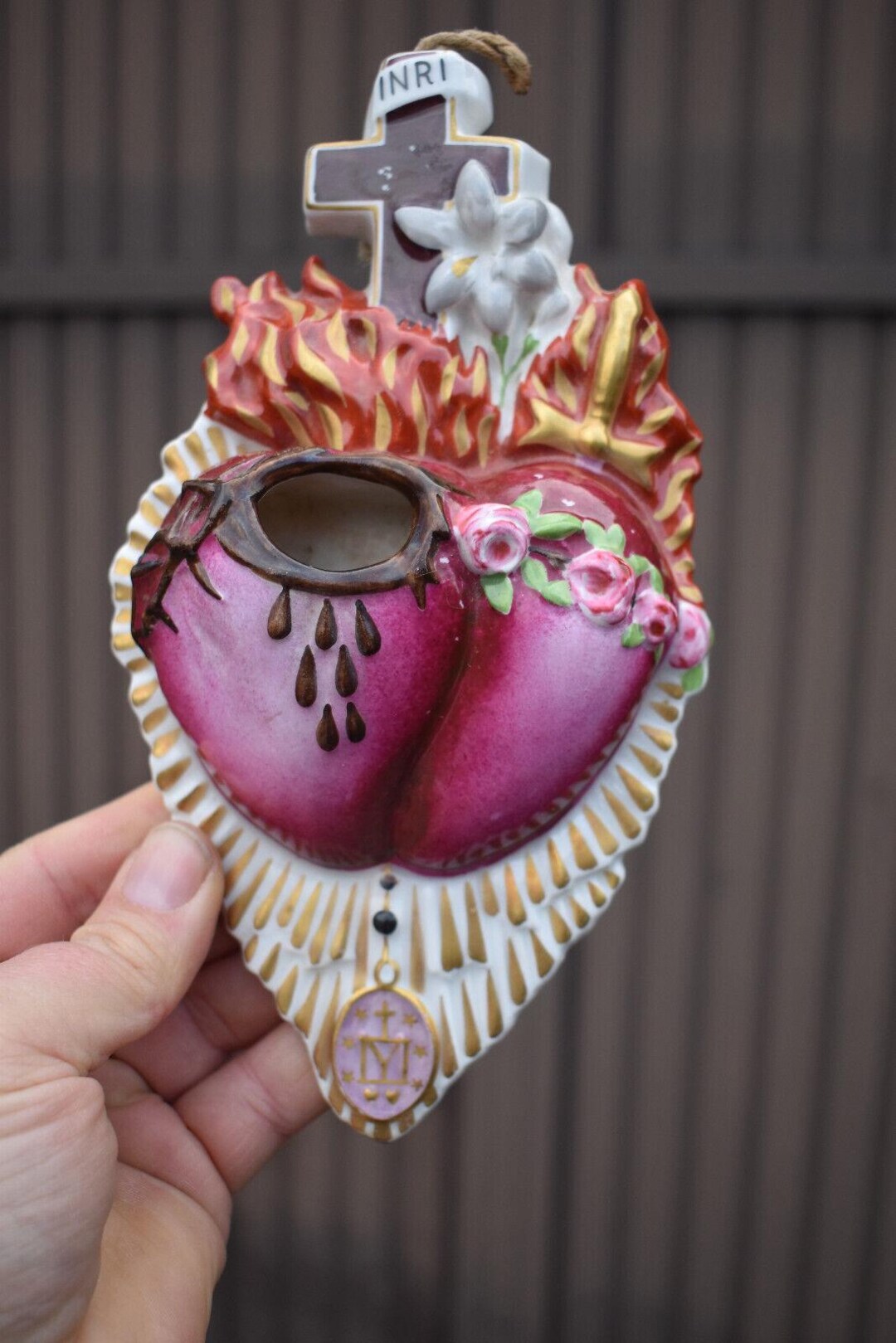 Antique French Limoges Porcelain Bleeding Heart Holy Water Font Rare - Etsy
