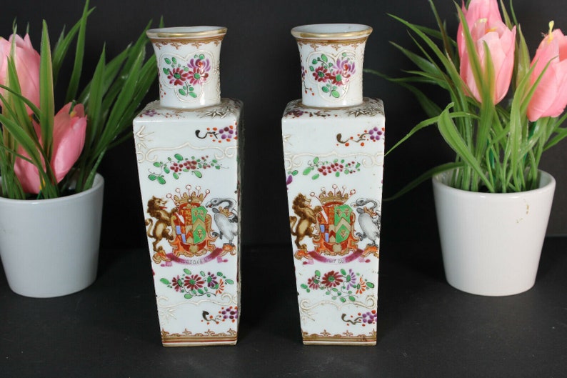 Antique Pair Edme Samson Porcelain Marked Small Vases - Etsy
