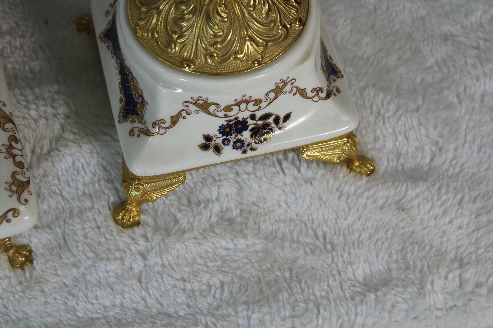 Vintage limoges porcelain mantel clock set vases marked | Etsy