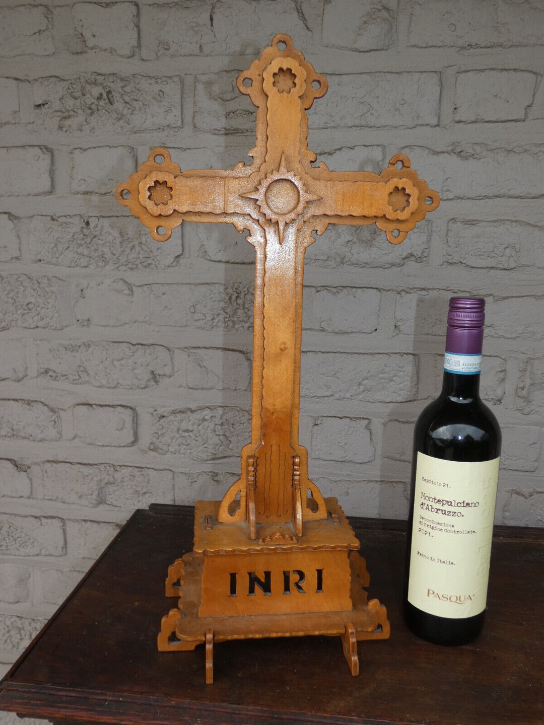 Antique Wood Carved Inri Crucifix Religious - Etsy