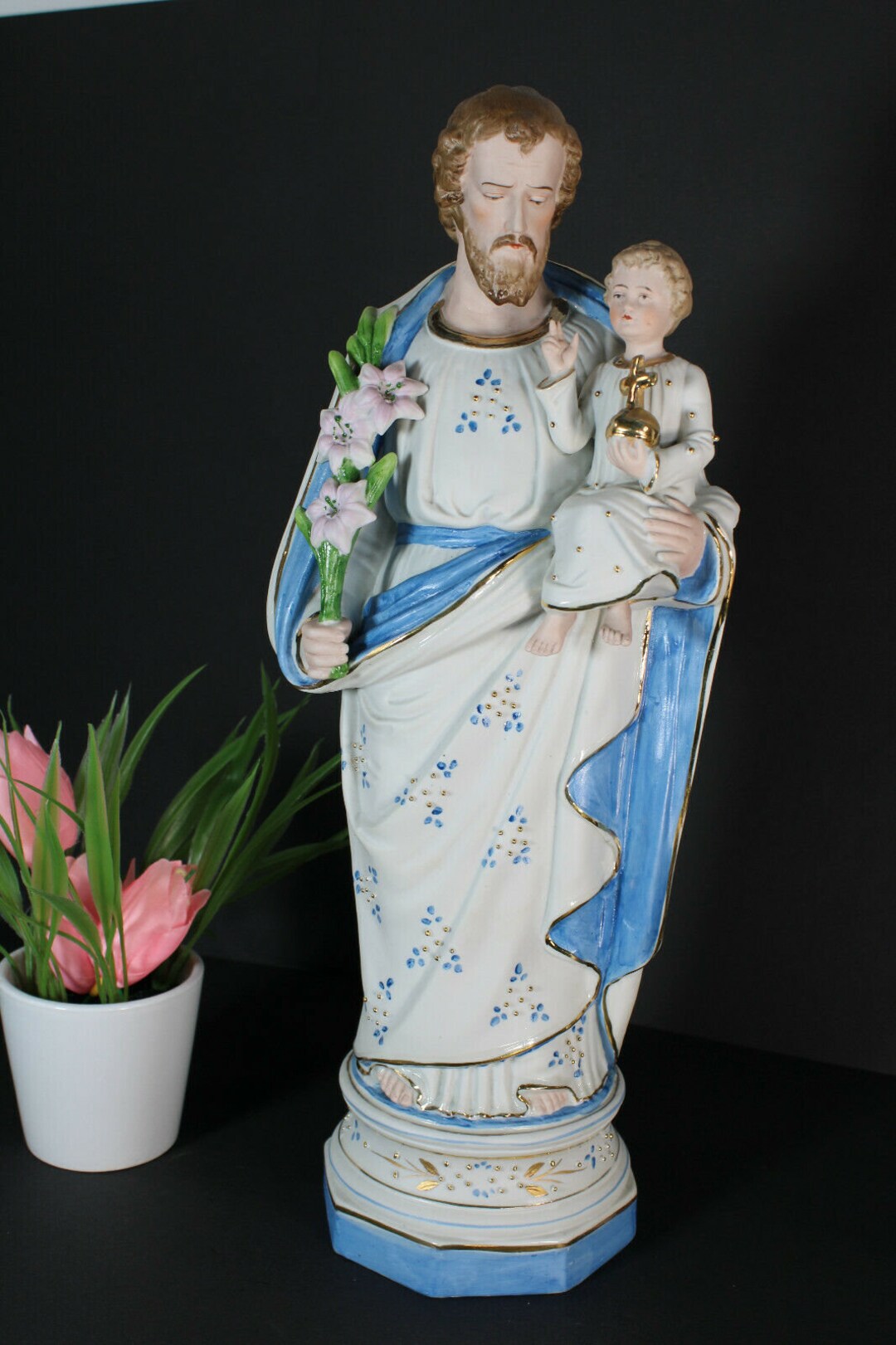Antique Bisque Porcelain Saint Joseph Figurine Statue Religious - Etsy