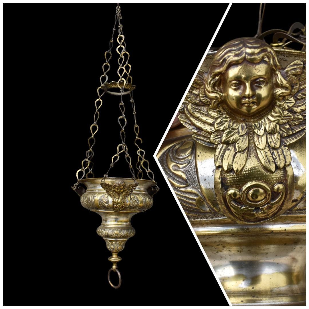 Antique Metal Putti Angels Figural Sanctuary Lamp Religious Church - Etsy