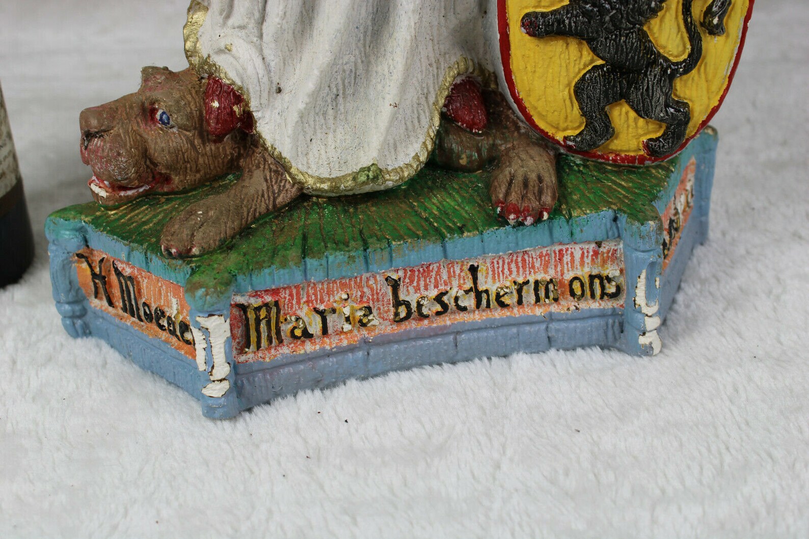 Xl Flemish Chalkware Statue Our Mary of Flanders Lion Snake | Etsy