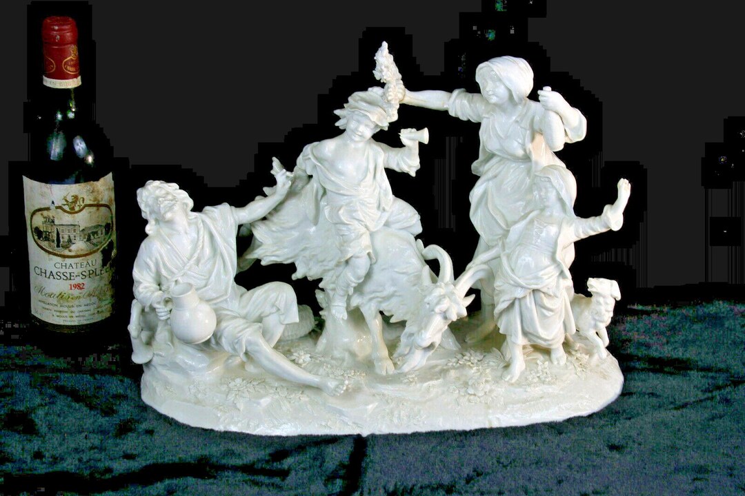 Antique Xl German Porcelain Group Statue Marked Animal Dog Ram Rare ...