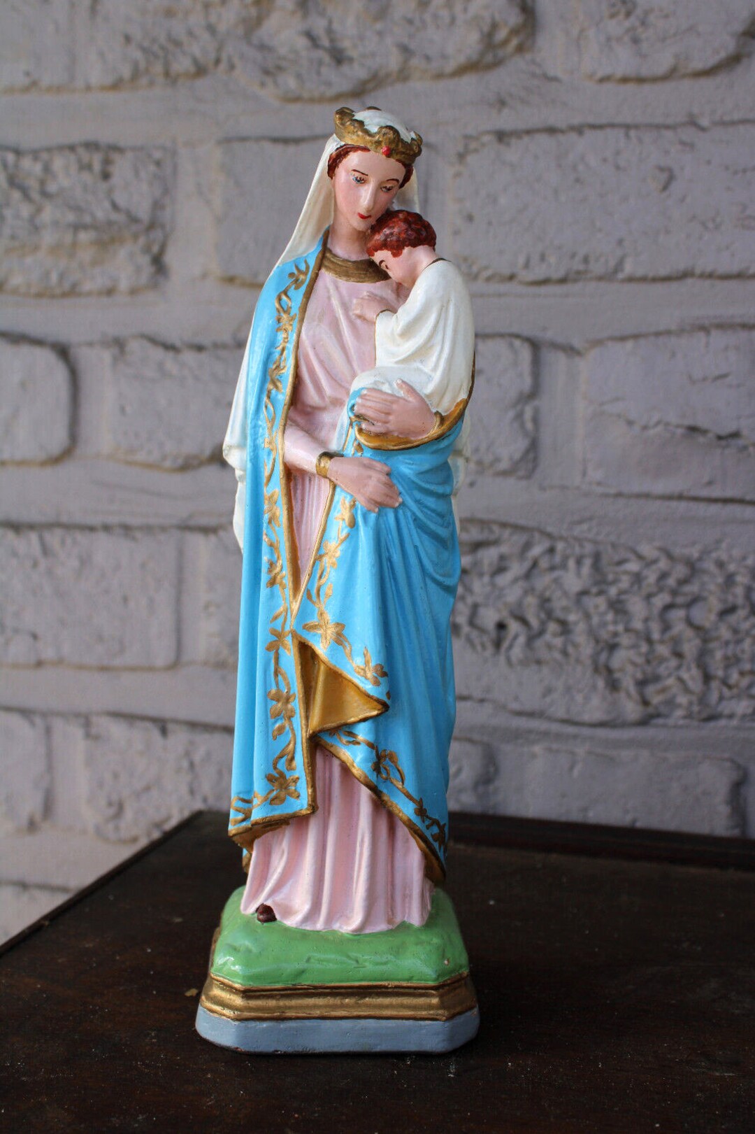 Antique Ceramic Chalk Madonna Child Statue Figurine Religious - Etsy
