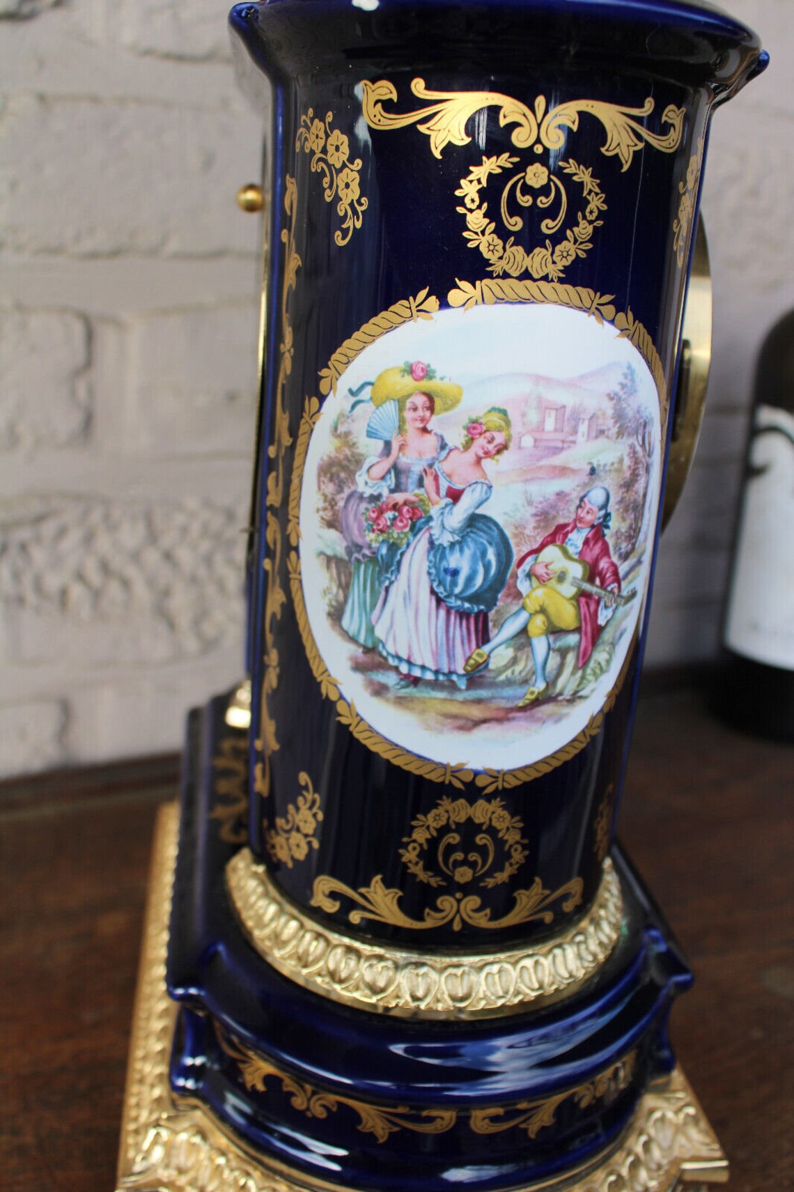 Vintage Cobalt Blue Limoges Decor Mantel Clock Victorian Scene - Etsy