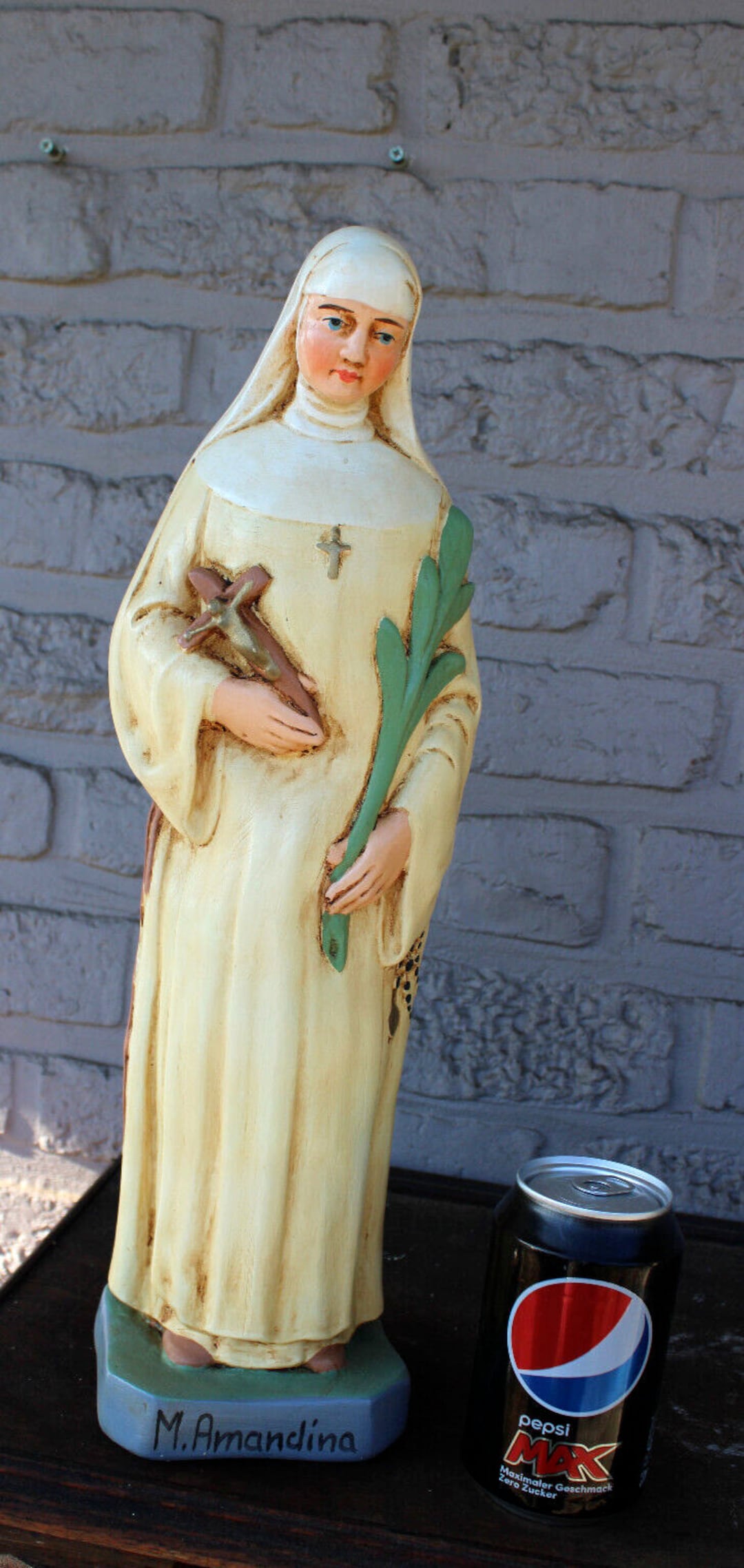 Antique Ceramic Statue Saint Amandina Schakkebroek Rare Religious - Etsy