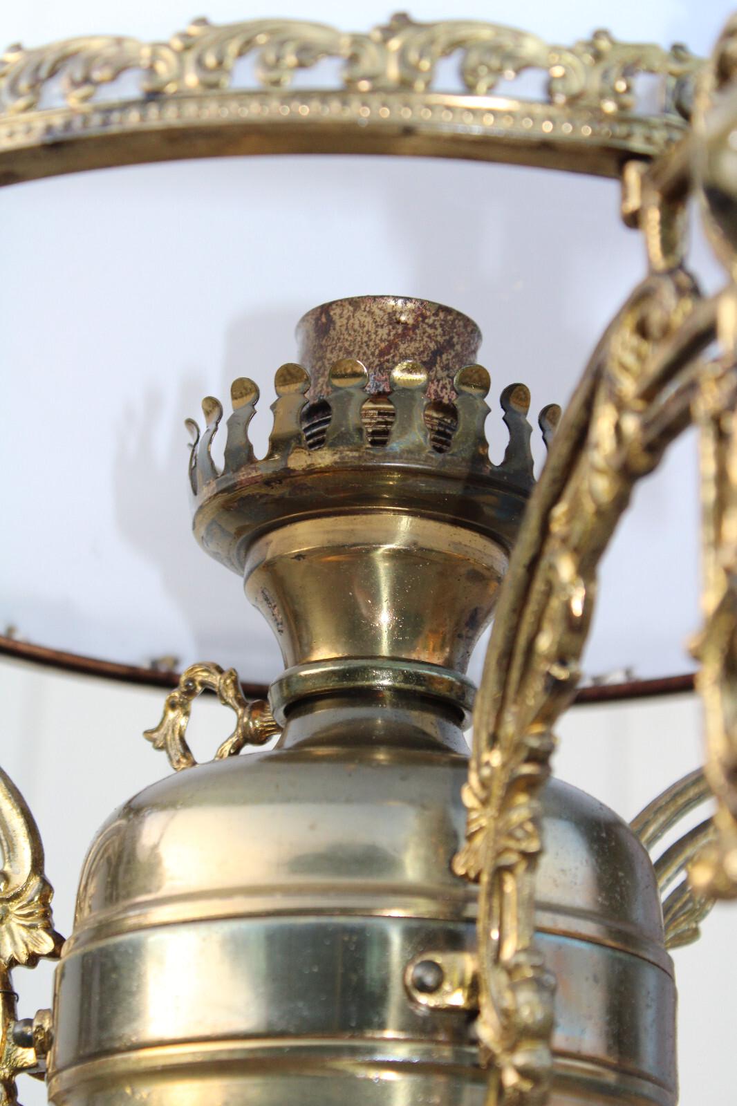 Flemish Bronze Cherub Putti Figural Opaline Glass Chandelier Lamp ...