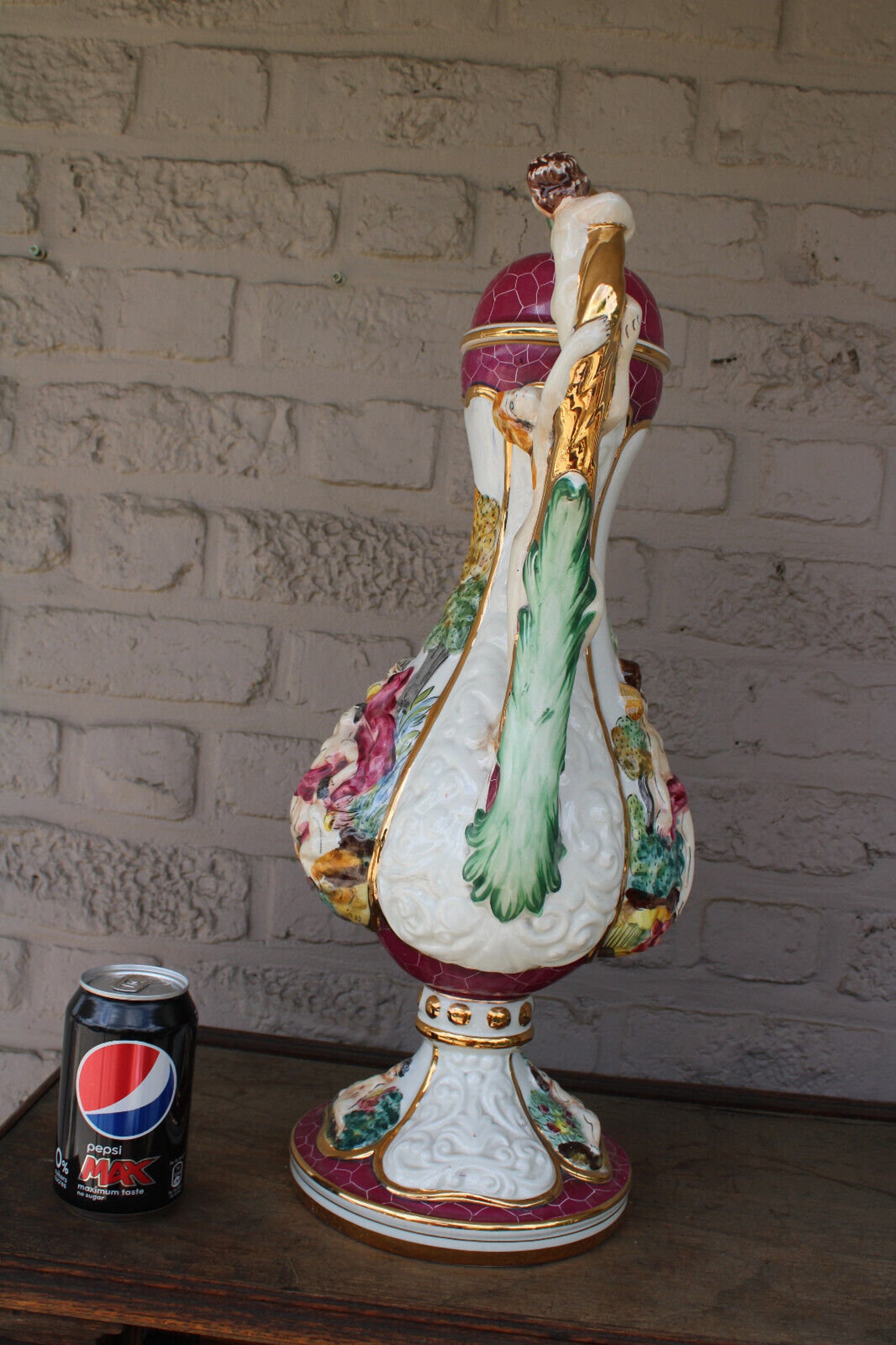 Xl Capodimonte Porcelain Marked Pitcher Ewer Swan Cherub Putti - Etsy