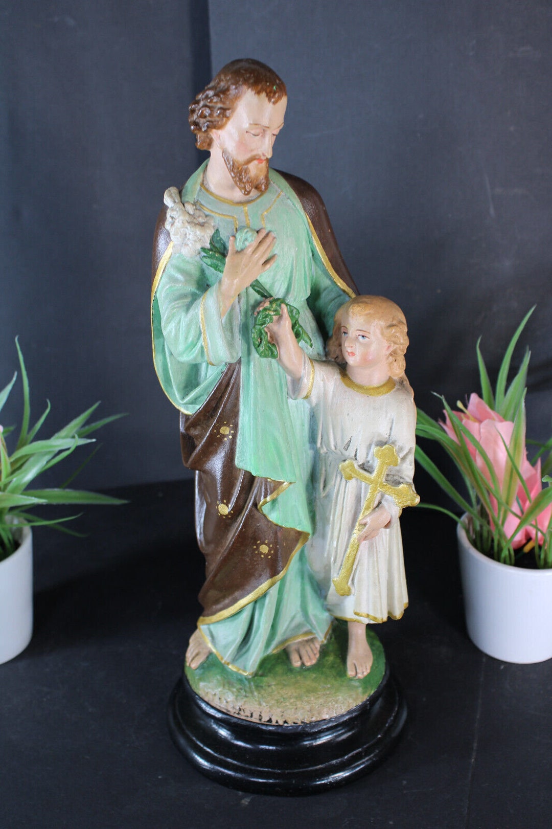 Antique Ceramic Saint Joseph Statue Religious - Etsy