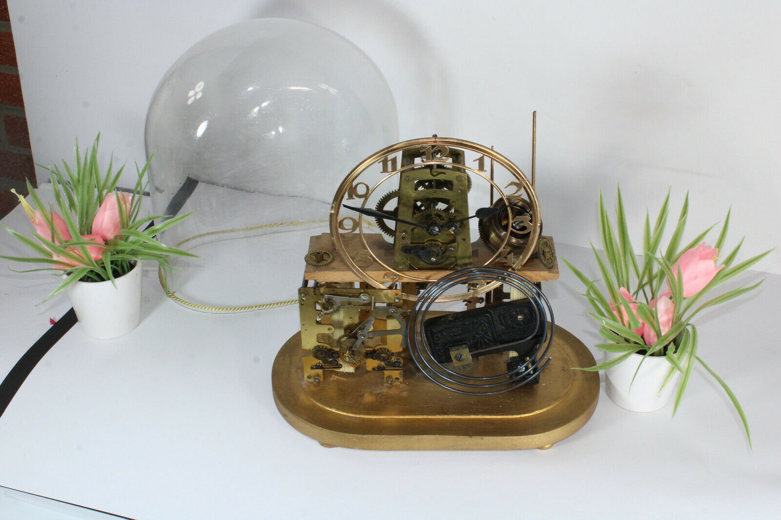 Steampunk Skeleton Vintage Table Clock Hand Made Under Globe | Etsy