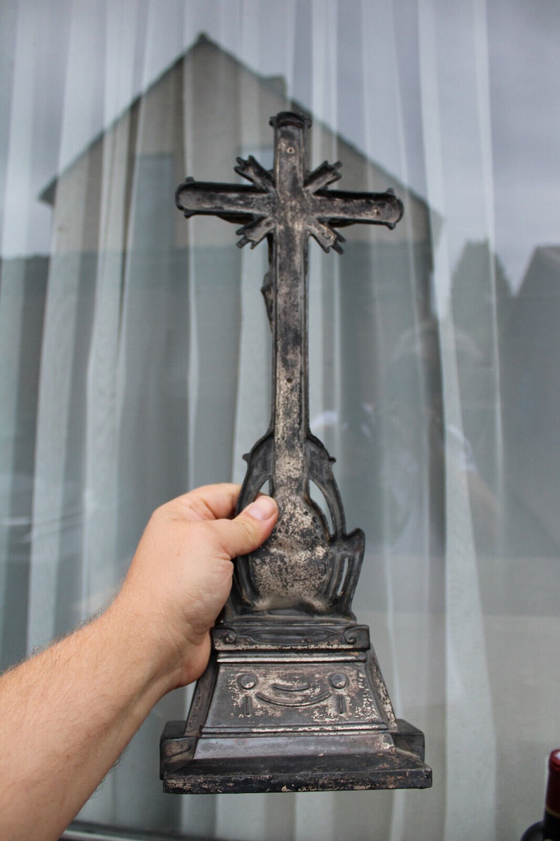 Antique Spelter Zinc Metal Art Deco Crucifix Cross - Etsy