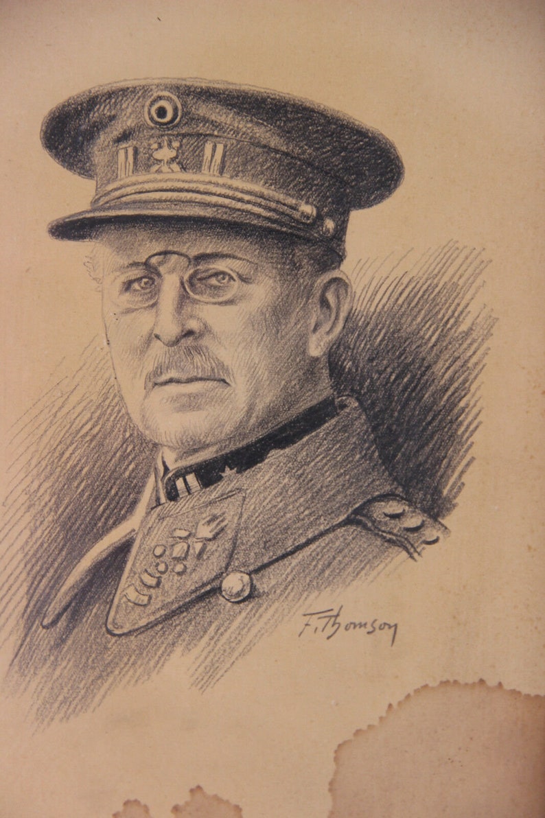 Antique Portrait Drawing Officer General Army Ww1 1914-1918 - Etsy