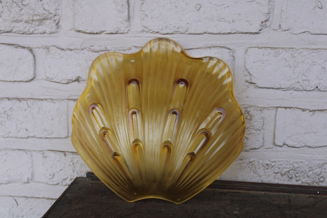 French Amber Clam Shell Replacement Shade Glass for Chandelier Sconce ...