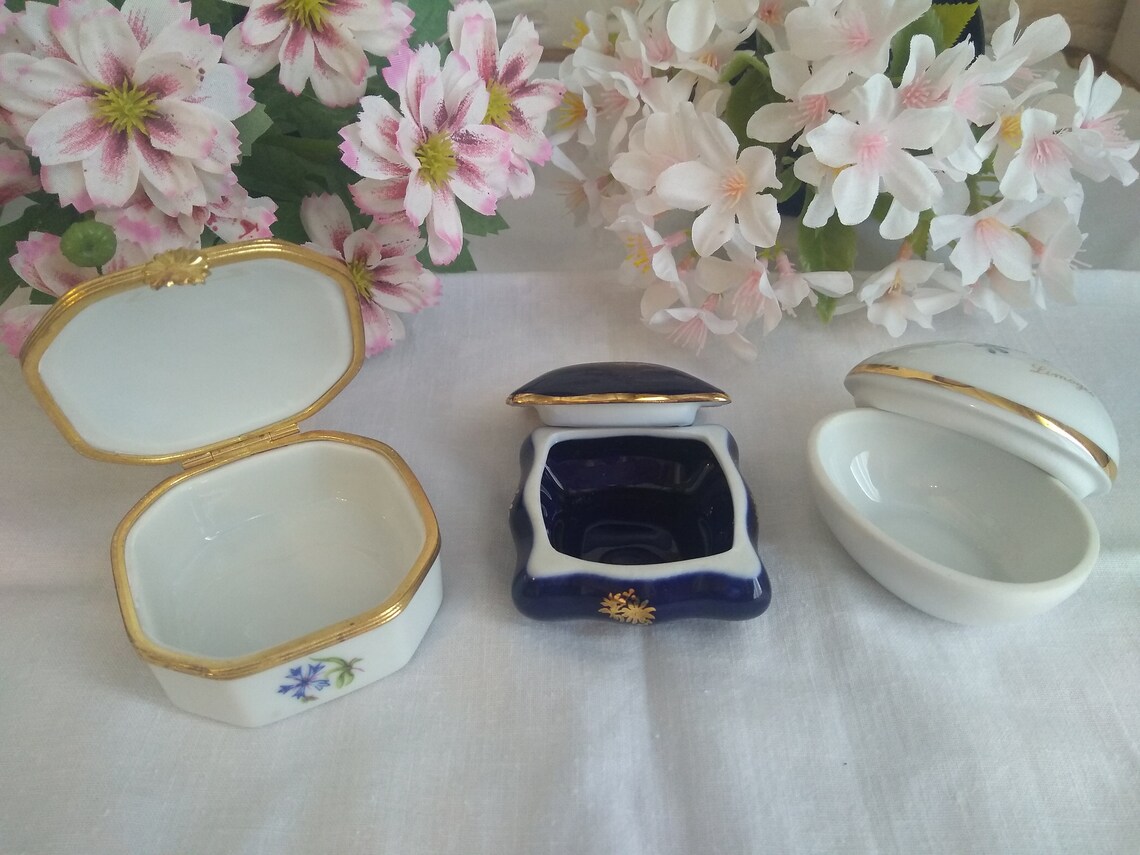 Limoges French Porcelain 3 Trinket Pill Boxes French Romantic - Etsy