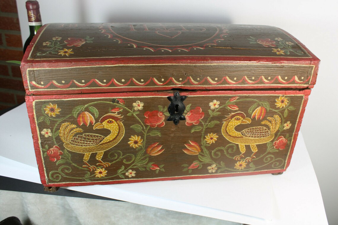Rare Antique Artisan Religious Wood Carved Hand Paint Box - Etsy