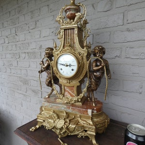 Italian Marble Bronze Faun Putti Figural Mantel Clock 1970 Rare - Etsy
