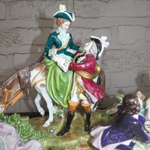 Xl German Scheibe Alsbach Marked Porcelain Pic Nic Hunt Group Statue ...