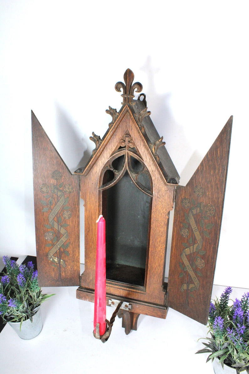Antique Neo Gothic 19thc Wood Carved Wall Chapel Church - Etsy