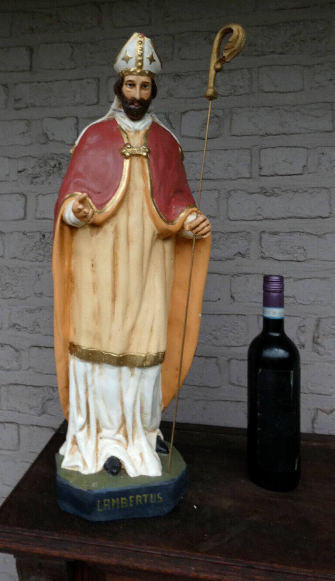 Antique Large Chalk Statue Saint Lambertus Religious - Etsy