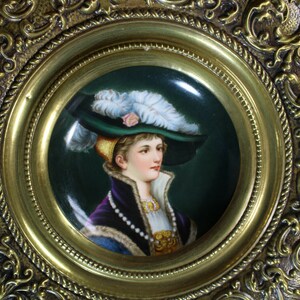 Antique Metal Relief Wall Plaque Porcelain Hand Paint Portrait Plate - Etsy