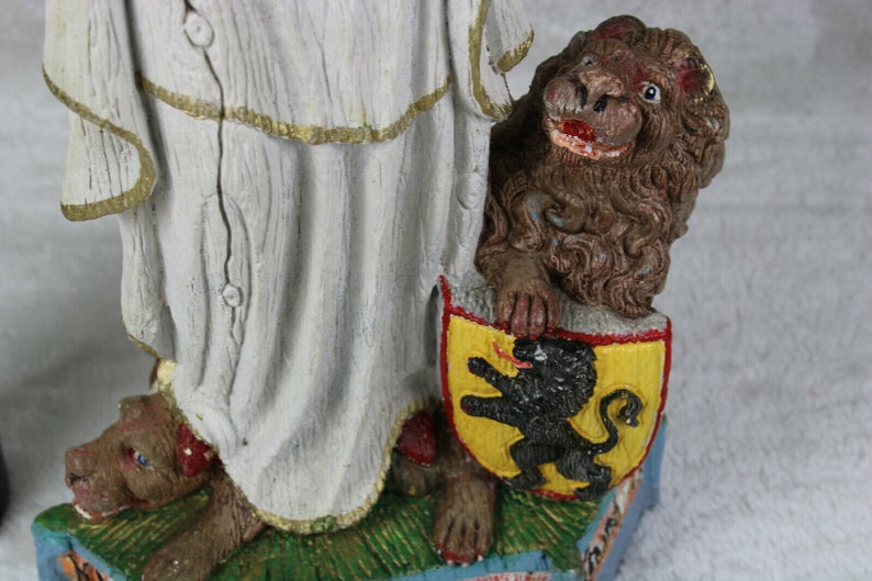 Xl Flemish Chalkware Statue Our Mary of Flanders Lion Snake | Etsy