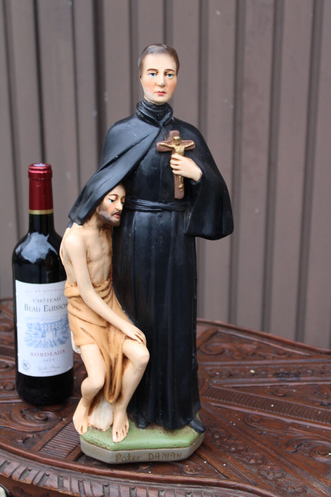 Large Antique Saint Father Damiaan Figurine Ceramic Religious Statue ...