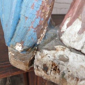 Antique 27" Large 1800s Rare Wood Carved Polychrome Saint Joseph Jesus ...