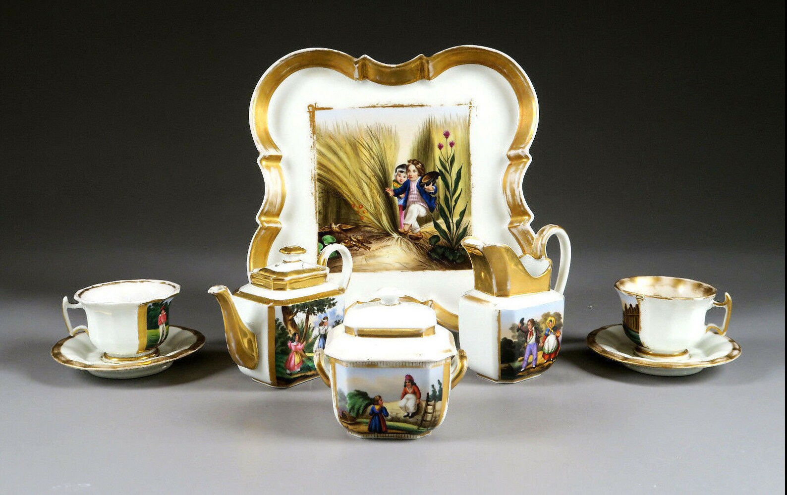 1880 Antique French Paris Porcelain Tea Coffee Set Hand Paint - Etsy