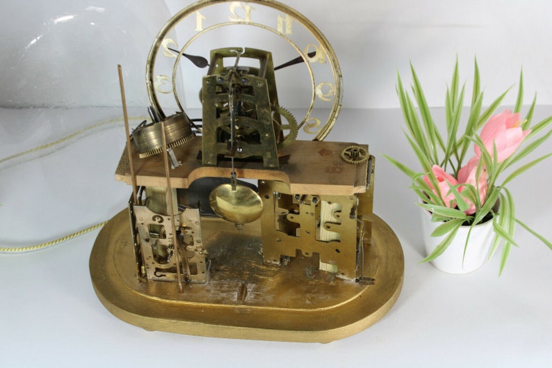 Steampunk Skeleton Vintage Table Clock Hand Made Under Globe - Etsy