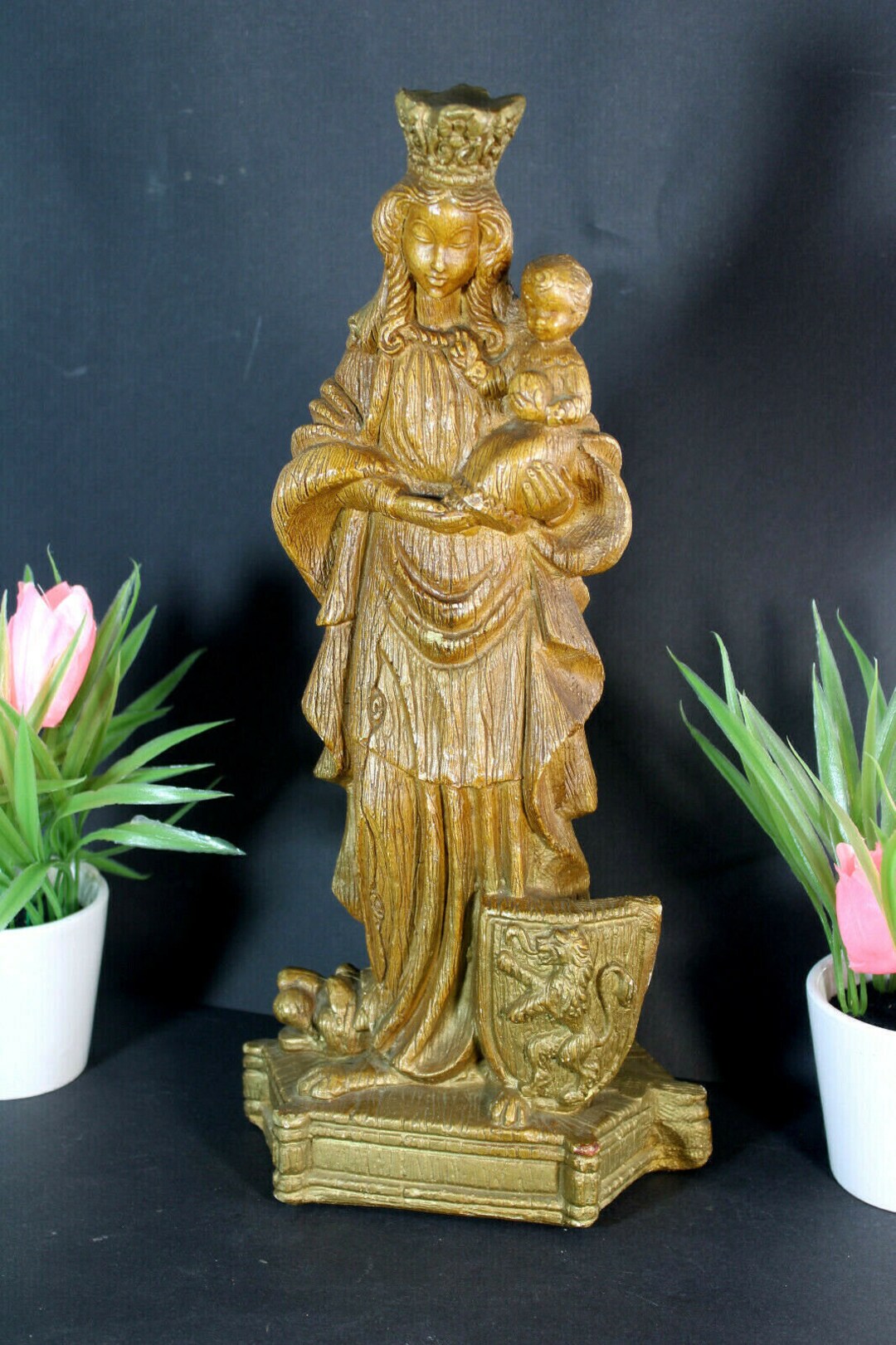 Antique Chalkware Merlini Signed Madonna Figurine Statue Religious ...