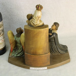 Rare Antique French Chalkware Statue Regina Cordium Angel Louis Monfort ...