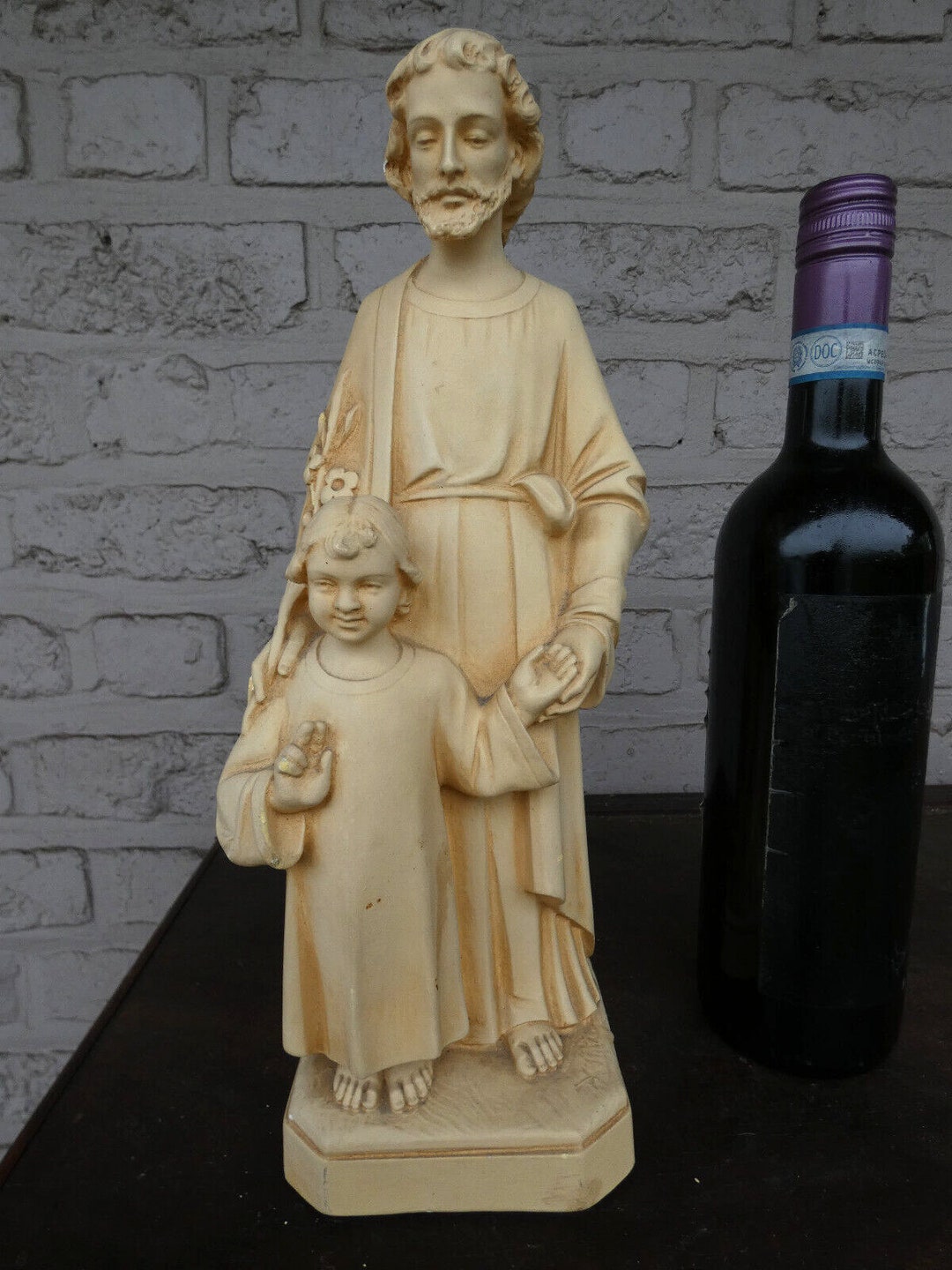 Antique Chalk Saint Joseph Child Statue Figurine Religious - Etsy