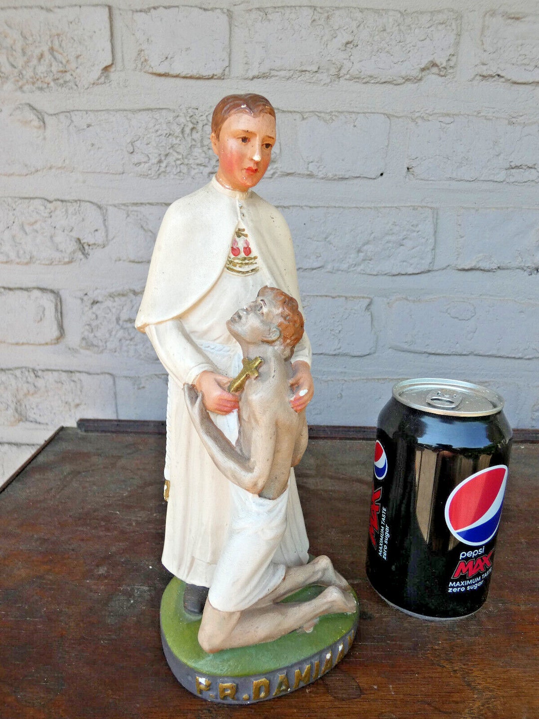 Antique Flanders Ceramic Chalk Statue Father Damiaan Damien Figurine ...