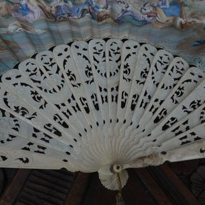 Antique French Hand Painted Paper Fan 1800s Romantic - Etsy