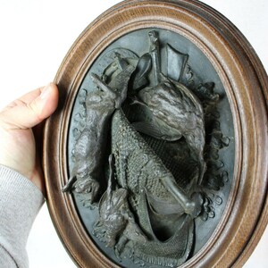Antique Pair French Hunting Trophy Animals Spelter Wood Framed - Etsy