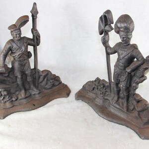 Pair Xxl Cast Iron Officers Soldiers Figural Fireplace Andirons ...