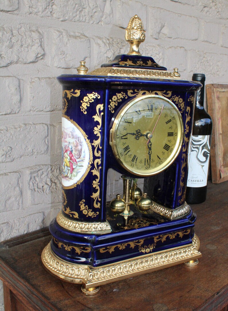 Vintage Cobalt Blue Limoges Decor Mantel Clock Victorian Scene - Etsy