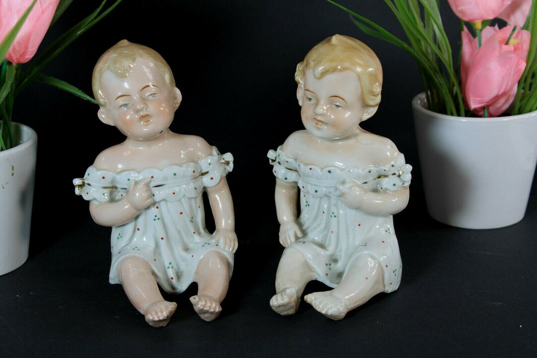 Pair German Porcelain Baby Children Figurine Statue Marked - Etsy
