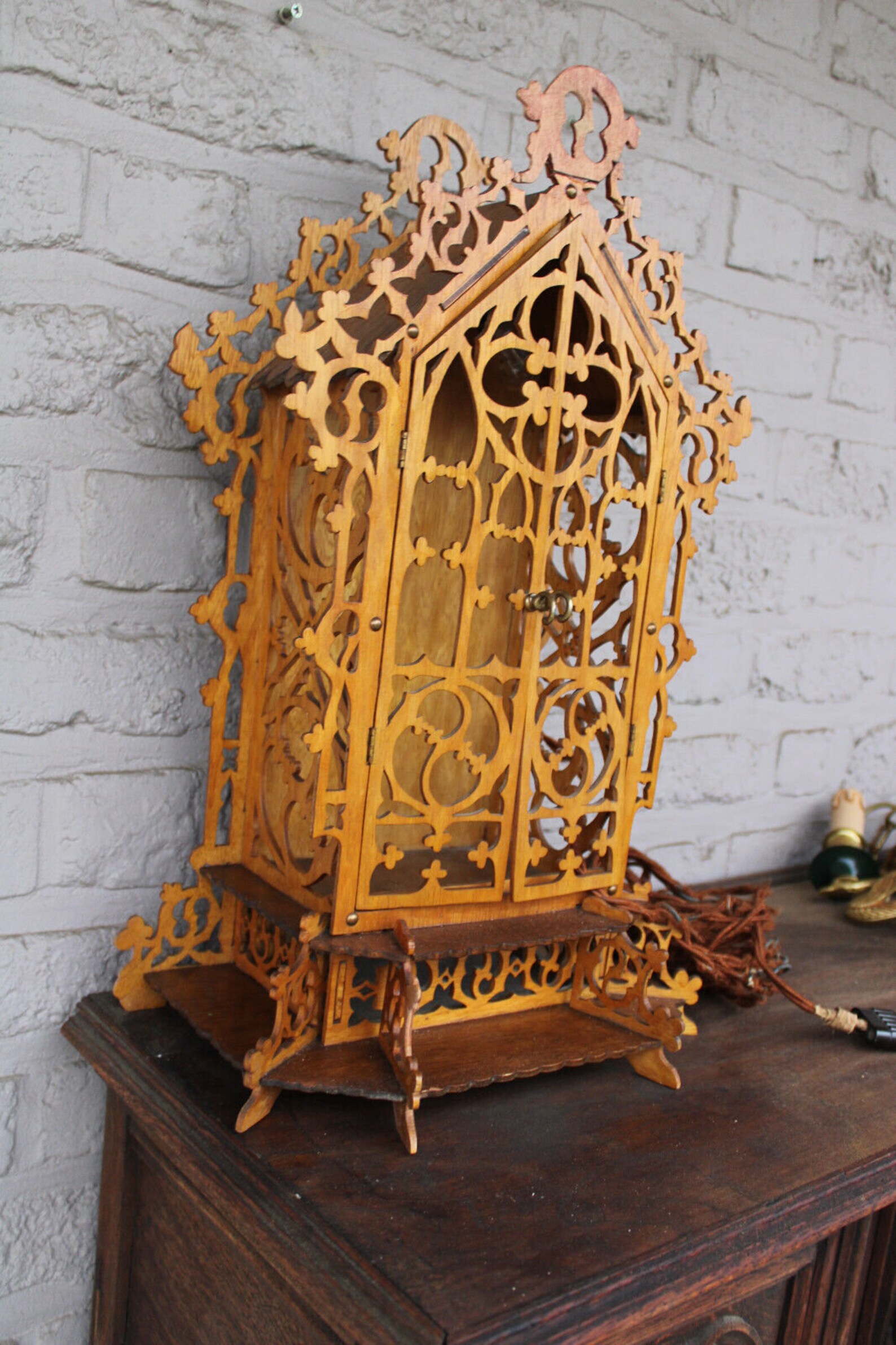 French Wood Cut 1950 Religious Chapel Statue for Saint With - Etsy