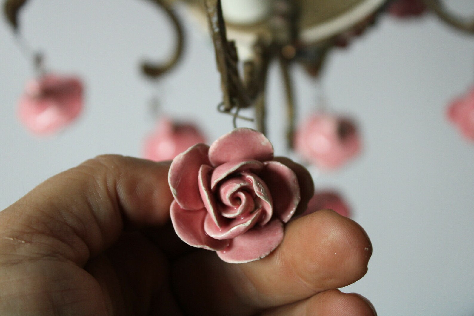 Vintage French Porcelain Roses Flowers Chandelier Lamp 1970 - Etsy